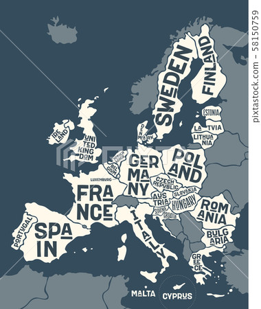 European Union, Europe. Poster map of the... - Stock Illustration ...