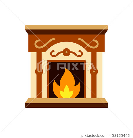 Fireplace fire christmas single color vector icon - Stock Illustration ...