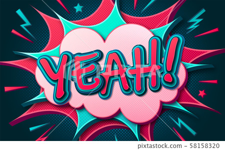 Comic poster with lettering Yeah on thought bubble - Stock Illustration ...