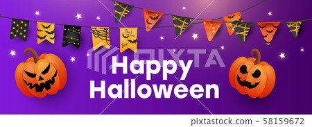 Happy Halloween Sale vector banner with lettering - Stock Illustration ...