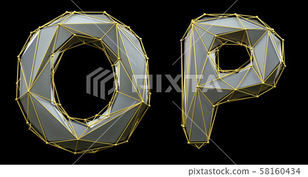 Letter set O, P made of realistic 3d render... - Stock Illustration ...