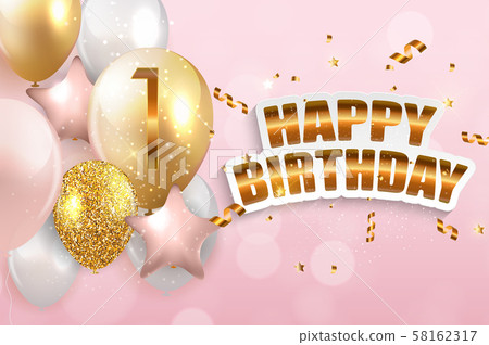 Template 1 Year Anniversary Congratulations, - Stock Illustration ...
