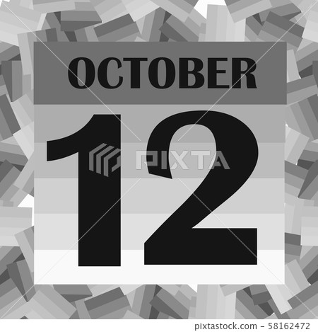 October 12, calendar day. Illustration.-插圖素材 [58162472] - PIXTA圖庫