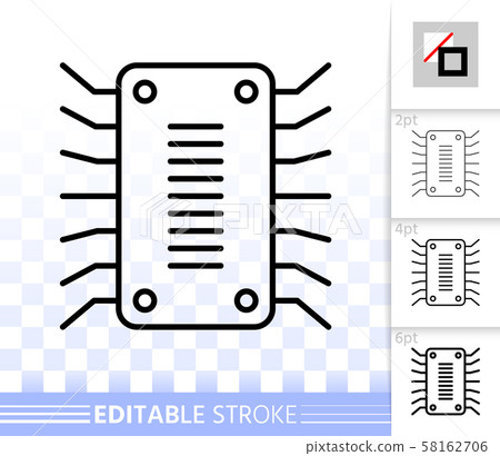 Microchip circuit simple black line vector icon - Stock Illustration [58162706] - PIXTA