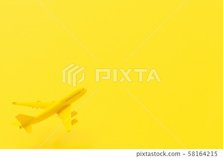 Airplane flying on yellow background. - Stock Illustration [58164215 ...