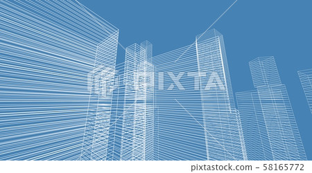 Abstract architecture wireframe background design. - Stock Illustration ...