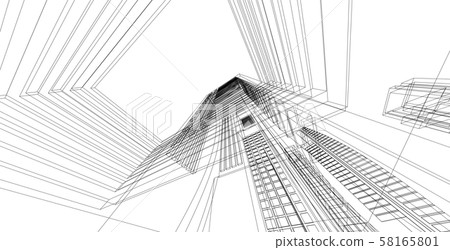 Abstract architecture wireframe background design. - Stock Illustration ...