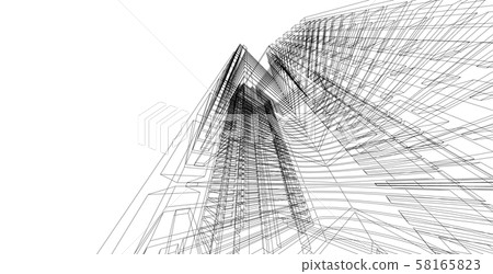 Abstract architecture wireframe background design. - Stock Illustration ...
