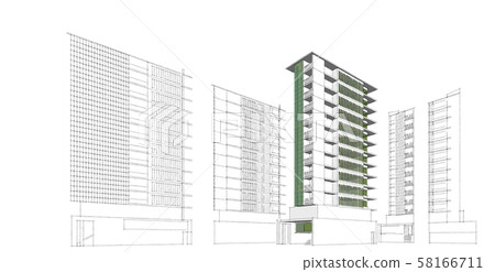 Architecture building 3d illustration, Modern - Stock Illustration ...