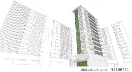 Architecture building 3d illustration, Modern - Stock Illustration ...