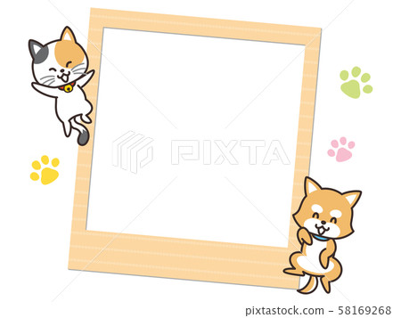Photo frame with dog and cat - Stock Illustration [58169268] - PIXTA