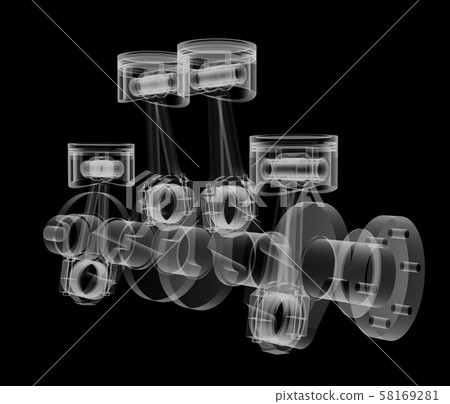 Pistons and crankshaft X-Ray style - Stock Illustration [58169281] - PIXTA
