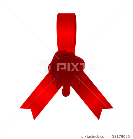 Crimson Red Silk Ribbons Originally Folded With... - Stock Illustration ...