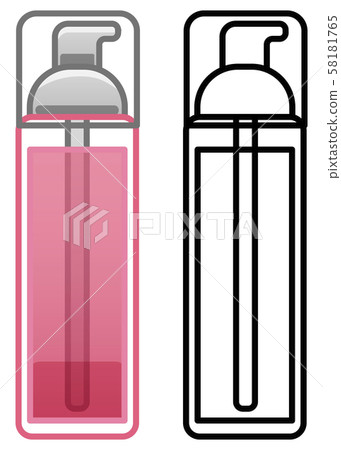 Bottle of pink cleanser in two versions - Stock Illustration [58181765 ...