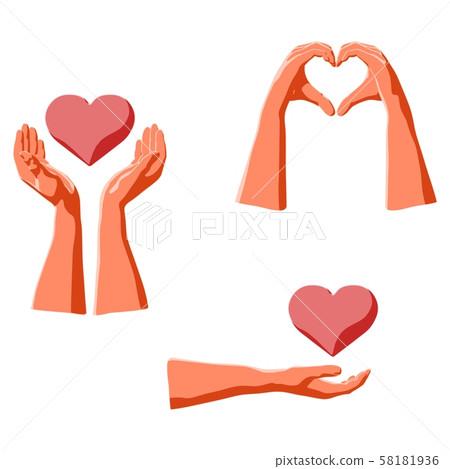 Love expression by human hands and holding heart - Stock Illustration ...