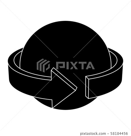 Sphere with arrow wrapped around. Black outline... - Stock Illustration ...