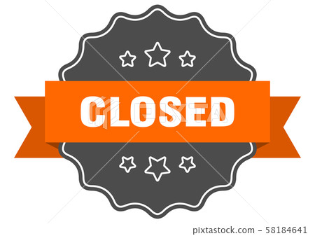closed isolated seal. closed orange label. closed - Stock Illustration ...