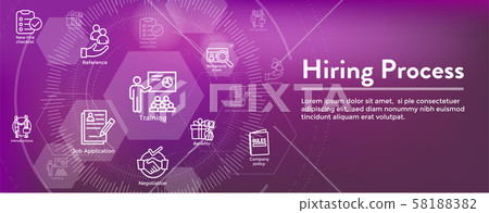 Hiring Process icon set with web header banner - Stock Illustration ...