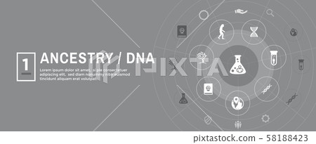 Ancestry or Genealogy Icon Set web banner w Family - Stock Illustration ...