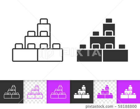 Building Block simple black line vector icon - Stock Illustration ...