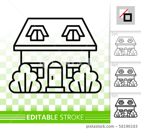 House simple black line home exterior vector icon - Stock Illustration ...