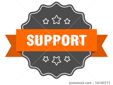 support isolated seal. support orange label. - Stock Illustration ...