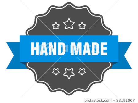 hand made blue label. hand made isolated seal. - Stock Illustration ...