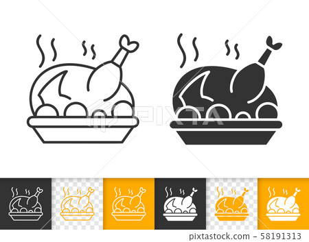 Fried Turkey simple black line vector icon - Stock Illustration ...