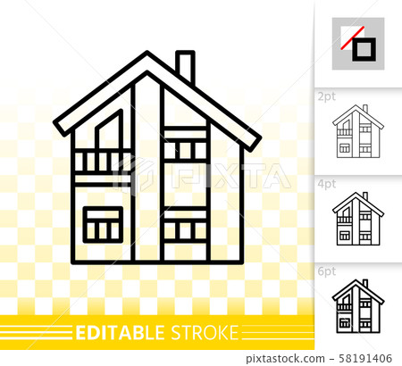 House simple black line home exterior vector icon - Stock Illustration ...