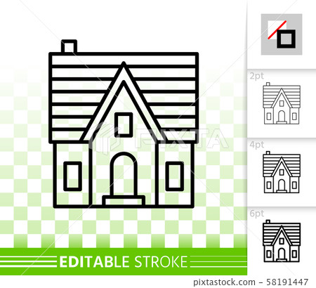 House simple black line home exterior vector icon - Stock Illustration ...