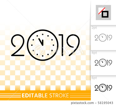 2019 year numeric simple black line vector icon - Stock Illustration ...