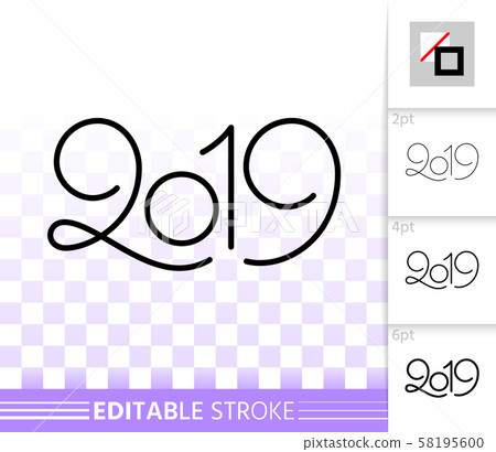 2019 year numeric simple black line vector icon - Stock Illustration ...