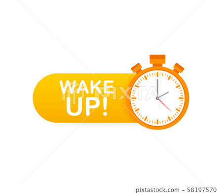 Wake up poster with alarm clock. Vector - Stock Illustration [58197570 ...