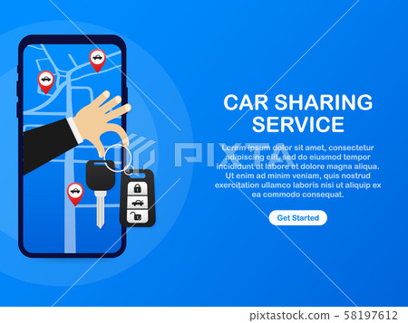 Car sharing service advertising web page template. - Stock Illustration ...