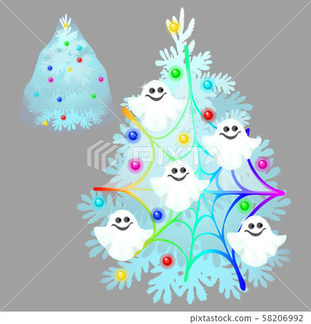 Christmas tree covered with cobwebs decorated... - Stock Illustration ...