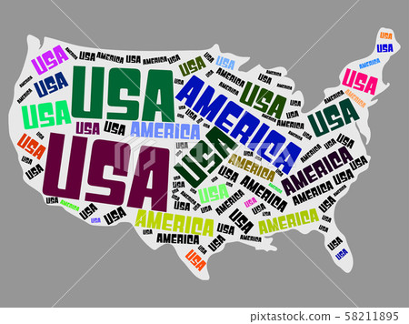 Map of United States of America word cloud Vector - Stock Illustration ...