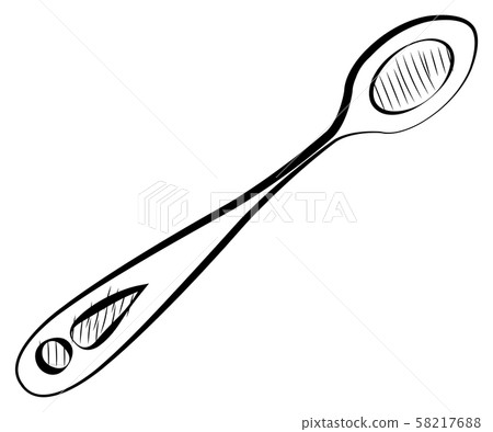 Spoon Sketch, Outline of Cutlery, Teaspoon Vector - Stock Illustration ...