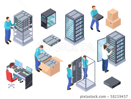 Server room isometric. Information technology... - Stock Illustration ...