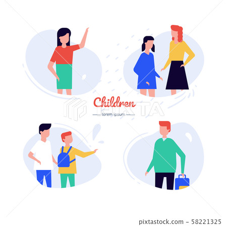 Children - flat design style vector characters set - Stock Illustration ...