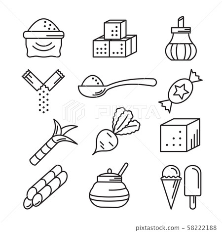 Sugar icons line art isolated on white - Stock Illustration [58222188 ...