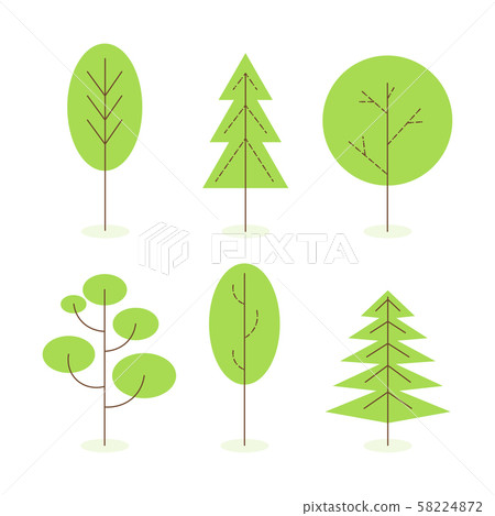 Set of isolated simple tree in flat style - Stock Illustration ...