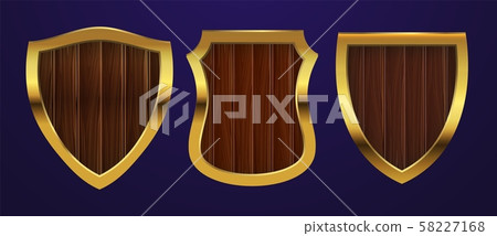 Realistic shields. Vector medieval shields with... - Stock Illustration ...