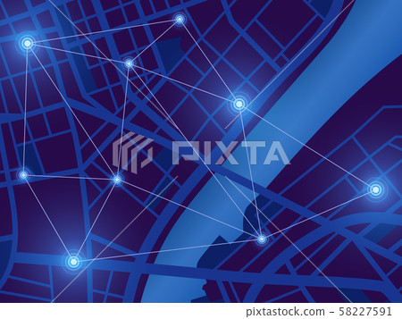 Futuristic city map. Gps location monitor. Top... - Stock Illustration ...