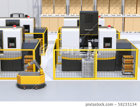 Concept image of a smart factory with AGV... - Stock Illustration ...