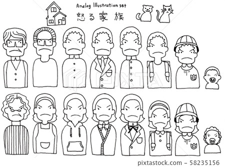 Angry Family [Hand drawn] [Line Drawing]... - Stock Illustration ...