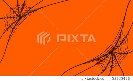 Spider's web on orange background. Halloween - Stock Illustration ...