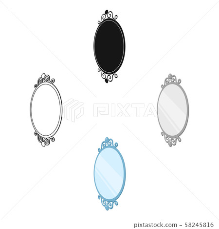 An elegant, oval-shaped mirror. Interior single... - Stock Illustration ...