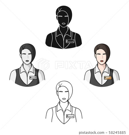 Restaurant waitress with a badge icon in... - Stock Illustration ...