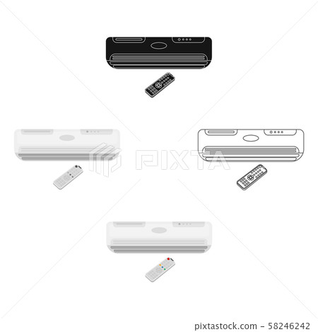 Air conditioner with remote control icon in... - Stock Illustration ...