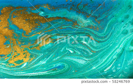 Green, blue and gold ripple pattern. Golden... - Stock Illustration ...